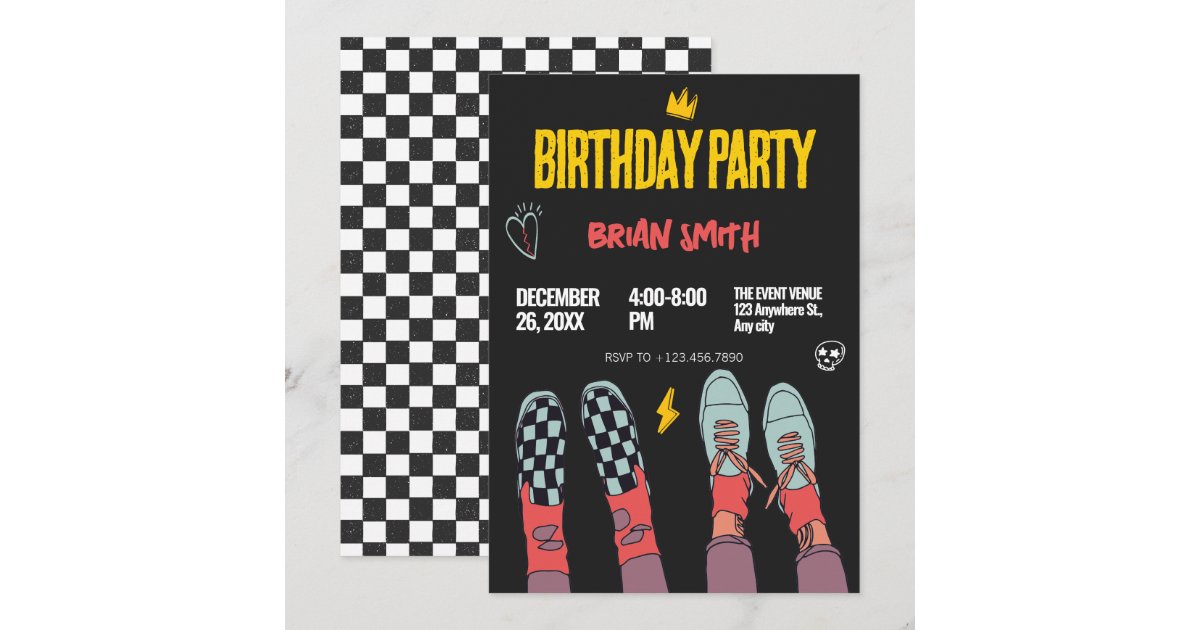 Fashion teen sneakers invitation | Zazzle
