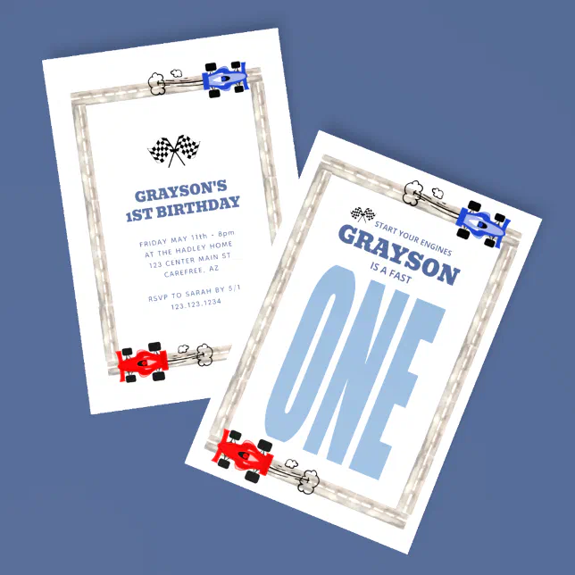 Fast One Race Car 1st Birthday Invitation | Zazzle