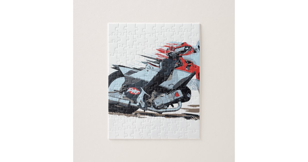 Fast Red Speedway Motorcycle Jigsaw Puzzle | Zazzle