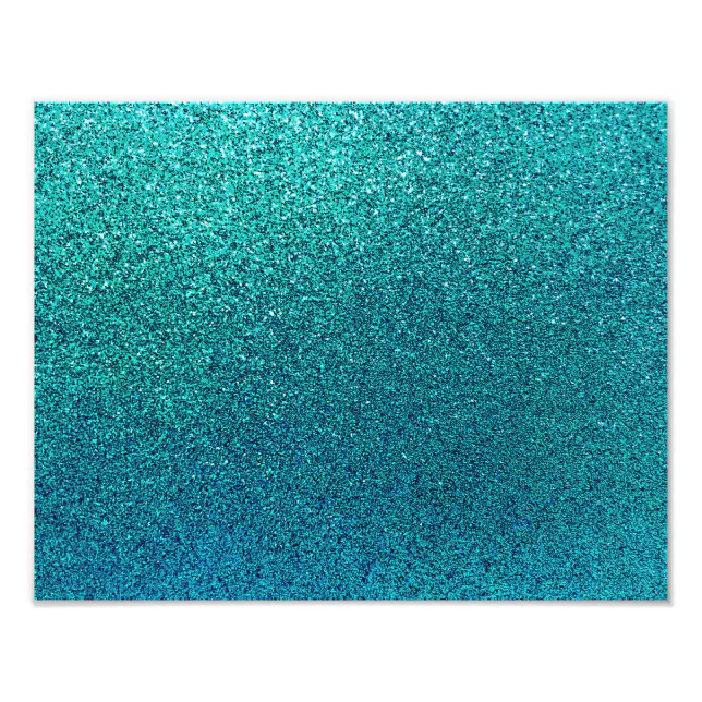 Faux Aqua Teal Turquoise Blue Glitter Background Photo Print | Zazzle