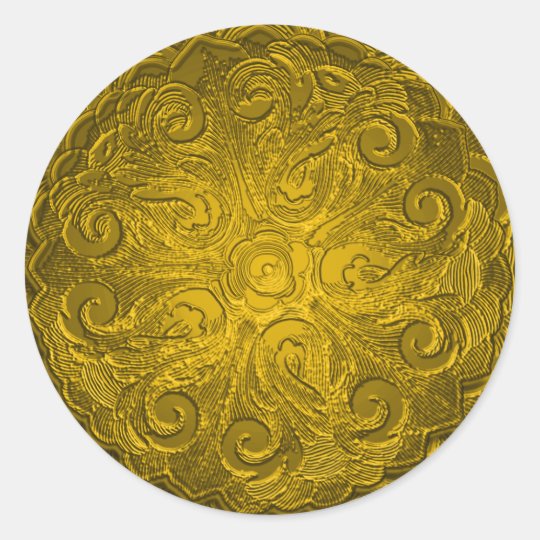 Faux Embossed Look Ornate Seal, Gold Classic Round Sticker | Zazzle.co.uk