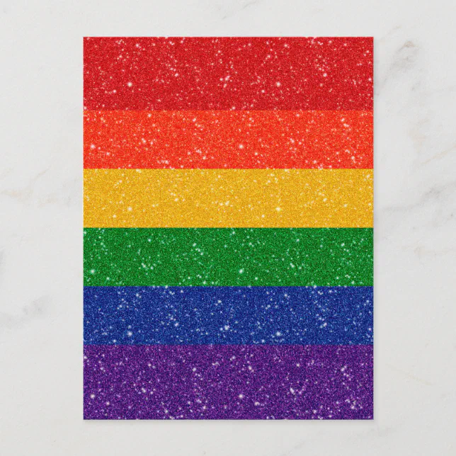 Faux Glitter LGBTQ Pride Rainbow Flag Postcard | Zazzle