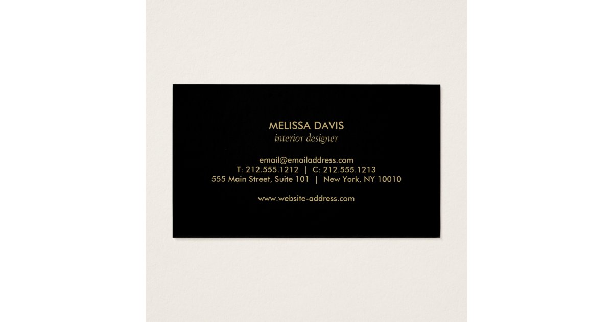 Faux Gold Confetti on Black Modern Business Card | Zazzle