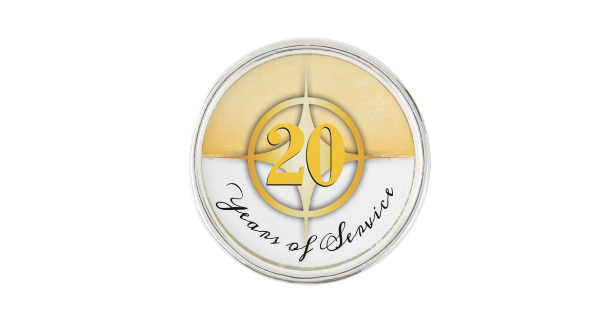 Faux gold emblem employee 20 year anniversary lapel pin | Zazzle