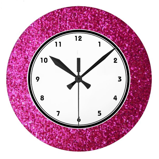Pink Glitter Sparkly Bling Wall Clocks | Zazzle UK