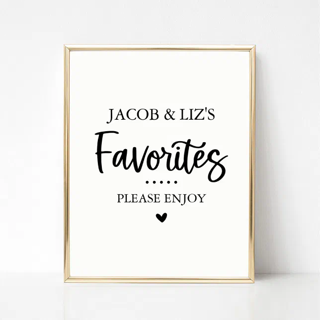 Favourite Sweets and Treats Favour Table Sign | Zazzle