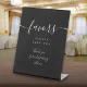 Favours Black And White Modern Script Table Pedestal Sign | Zazzle