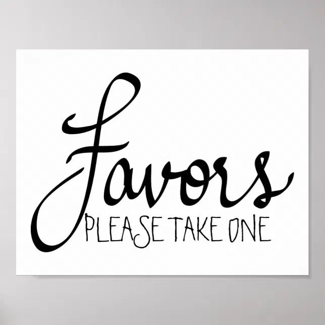 Favours Modern Wedding Simple Calligraphy Poster | Zazzle