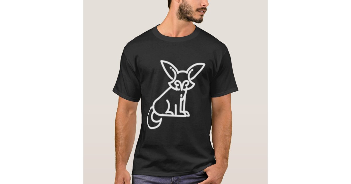 Fennec Fox Animal Badge Patch Line Art Icon Outlin T-Shirt | Zazzle