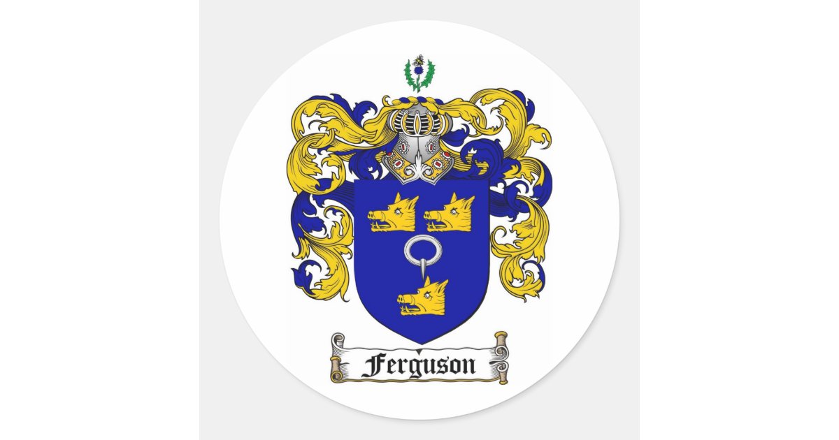 FERGUSON FAMILY CREST - FERGUSON COAT OF ARMS CLASSIC ROUND STICKER ...