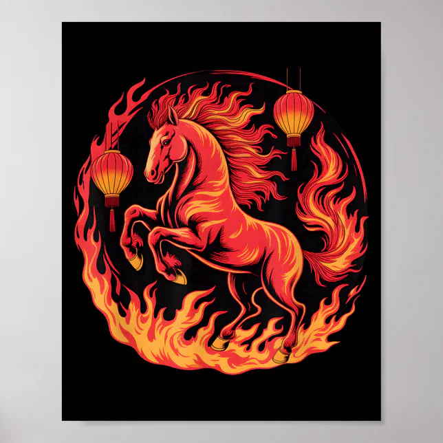 Festive Chinese New Year 2026 Horse Lantern Cultur Poster | Zazzle