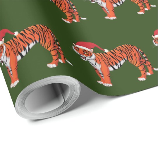 Festive Christmas jungle tiger tiled Wrapping Paper | Zazzle.co.uk