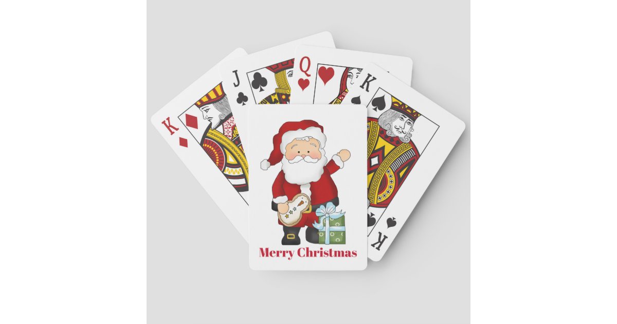 Festive Christmas Santa Claus Holiday Playing Cards | Zazzle