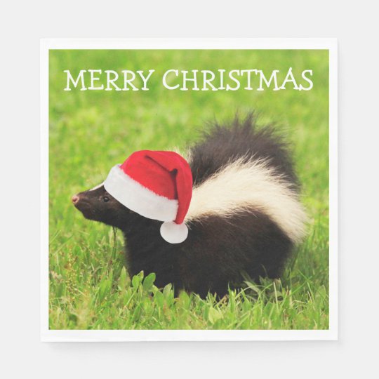 Festive Christmas Skunk Holiday Napkin | Zazzle.co.uk