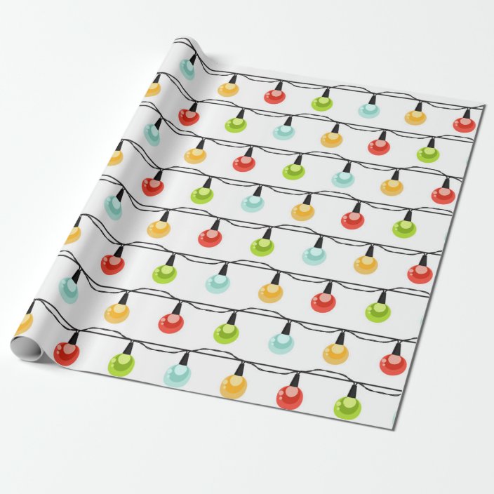 Festive Colourful Christmas Lights Pattern Wrapping Paper | Zazzle.co.uk