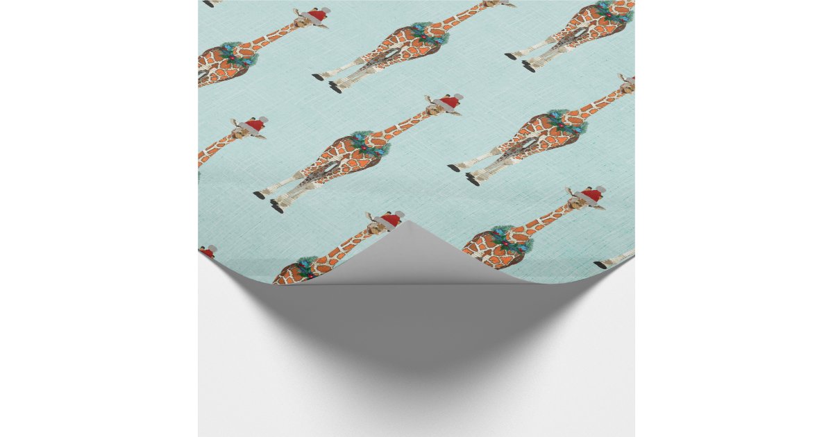FESTIVE GIRAFFE Wrapping Paper | Zazzle