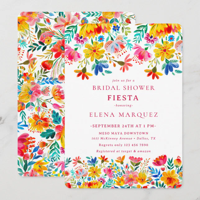 Fiesta Floral Watercolor Bridal Shower Invitation | Zazzle