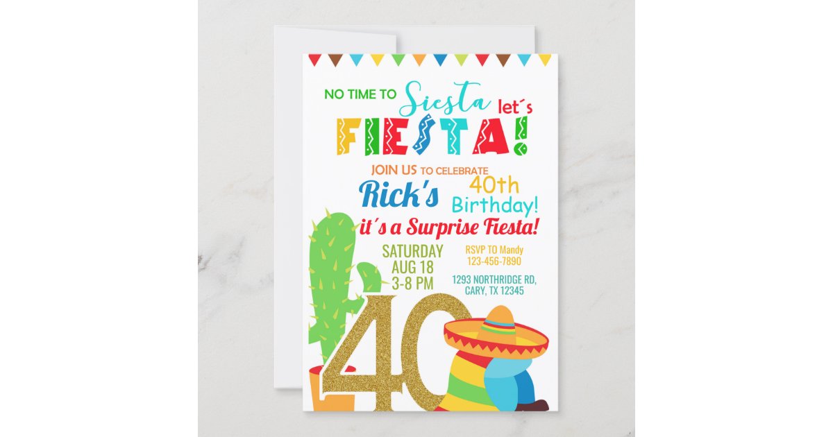 Fiesta man / male 40th birthday invitation. invita invitation | Zazzle