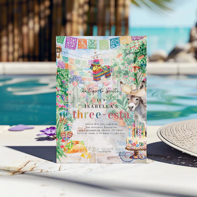 Fiesta Three-esta 3rd Birthday Party Invitation | Zazzle