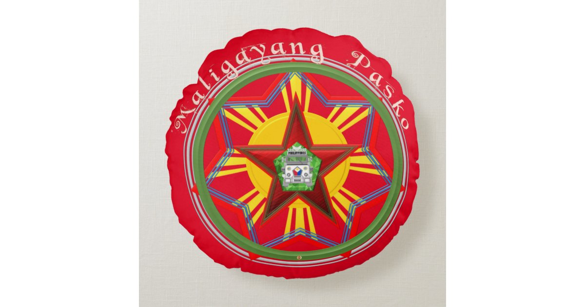 Filipino Parol, Jeepney, Philippines' Flag Round Cushion | Zazzle