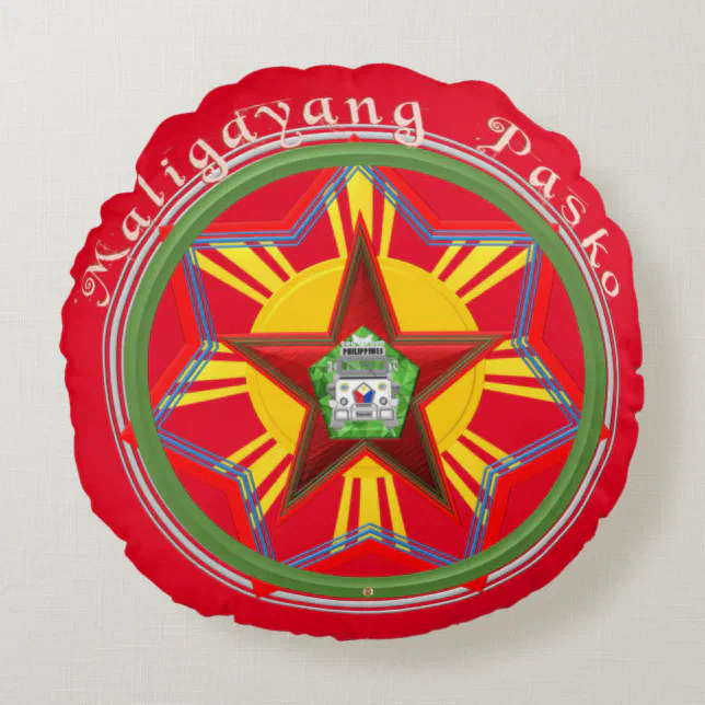 Filipino Parol, Jeepney, Philippines' Flag Round Cushion | Zazzle
