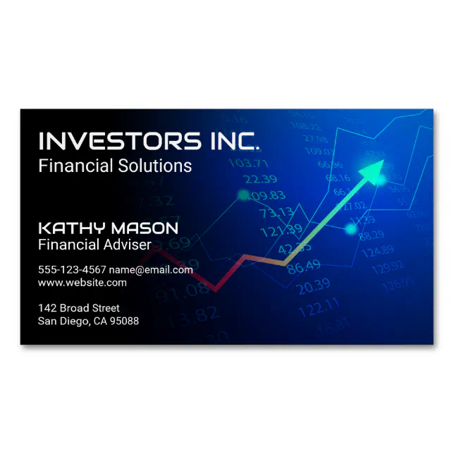 Financial Chart and Numbers Magnetic Business Card | Zazzle