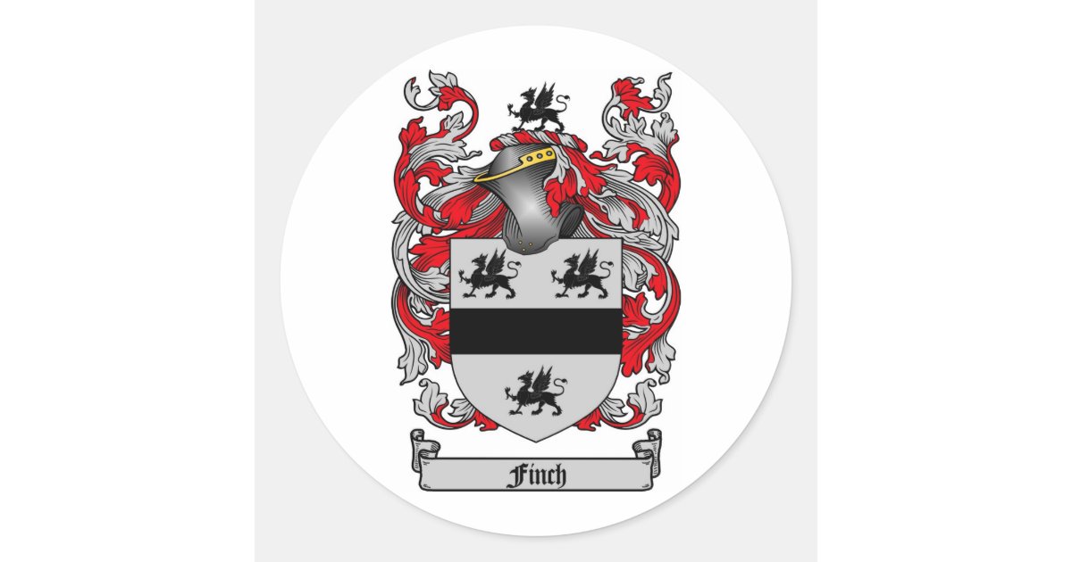 FINCH FAMILY CREST - FINCH COAT OF ARMS CLASSIC ROUND STICKER | Zazzle