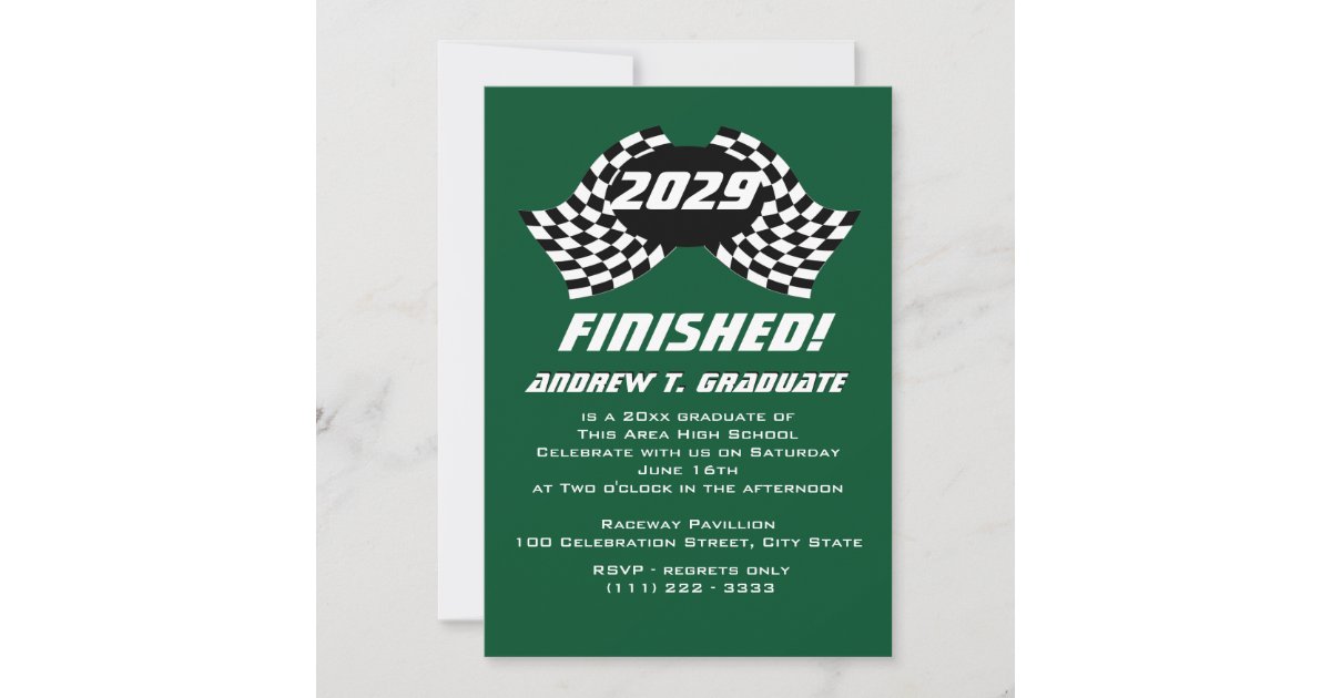 Finished Racing Flags Graduation Invitation | Zazzle