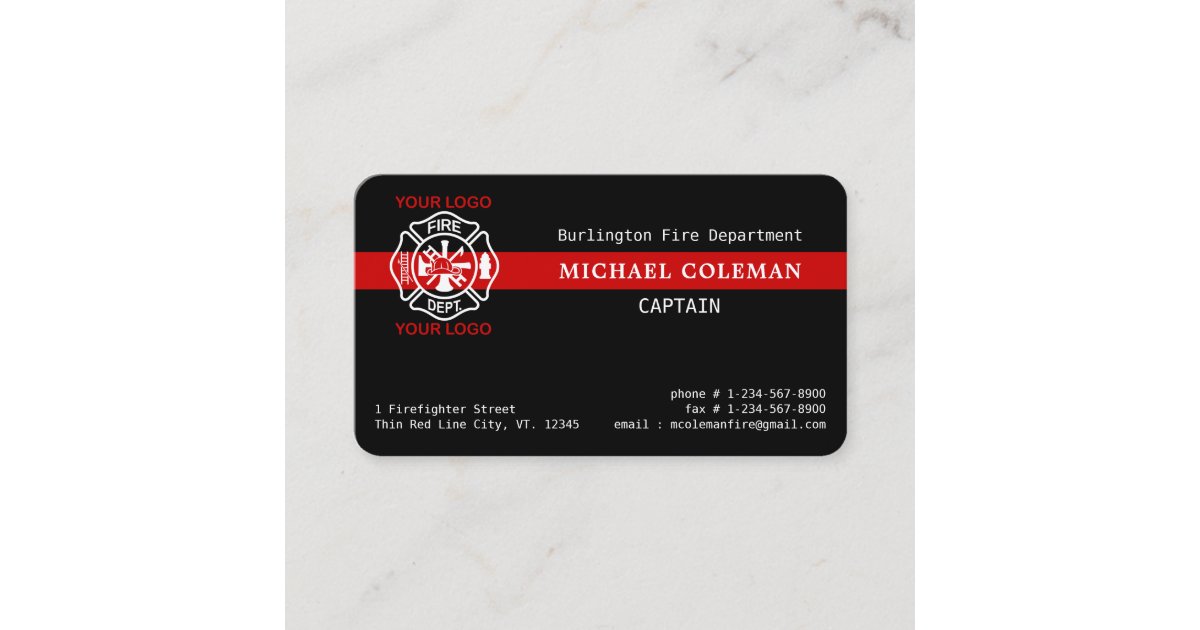 Fire Department Custom Emblem Logo Firefighter Bus Business Card | Zazzle