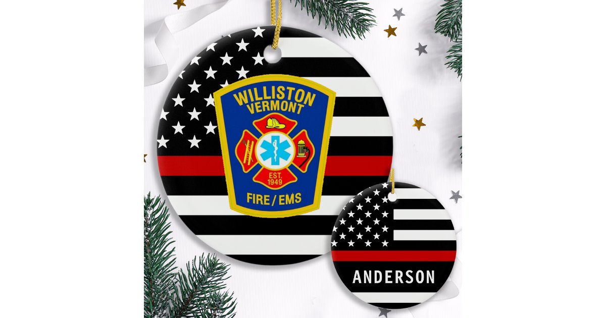 Fire Department Custom Logo Emblem Firefighter Ceramic Tree Decoration ...