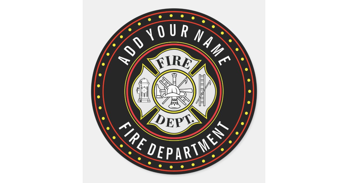 Fire Department Round Badge Classic Round Sticker | Zazzle