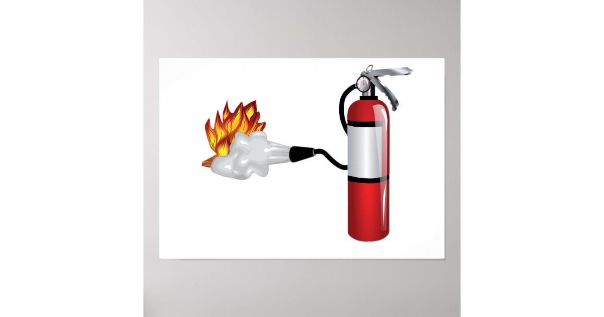 Fire Extinguisher Putting Out Fire Poster | Zazzle
