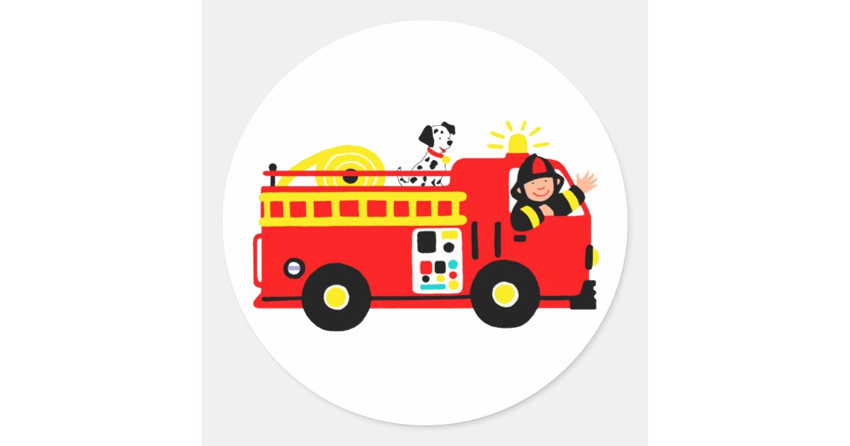 Fire Truck Classic Round Sticker | Zazzle