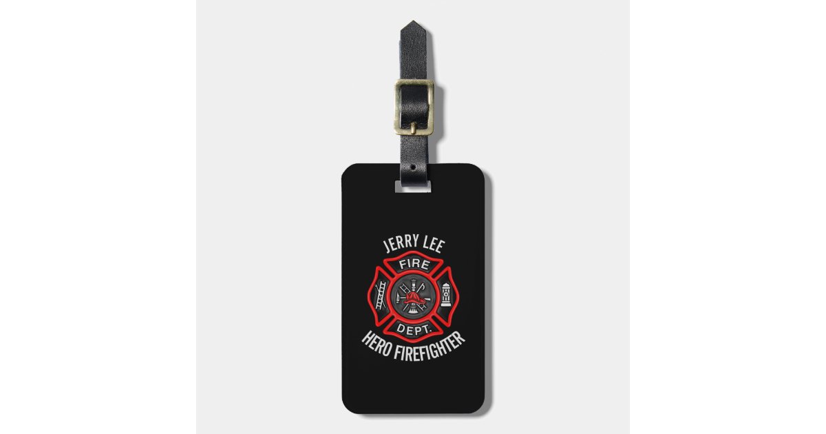 Firefighter Custom Text Name Personalised Luggage Tag | Zazzle