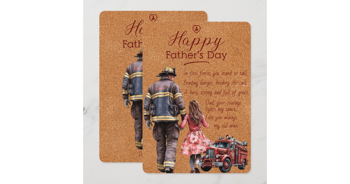 Firefighter Father's Day-Short Poem From Daughter Invitation | Zazzle