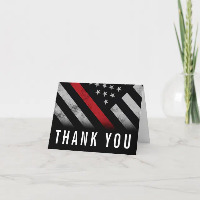 Firefighter Fire Department Flag First Responder Thank You Card | Zazzle