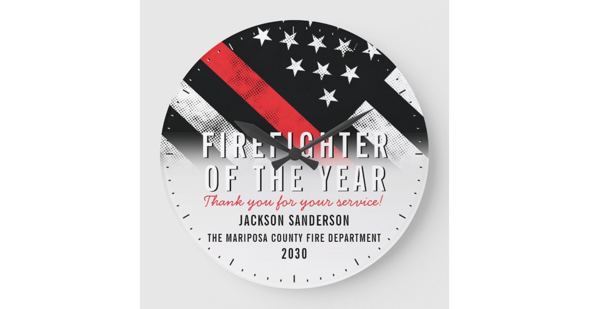 Firefighter of the Year Fire Employee Recognition Large Clock | Zazzle