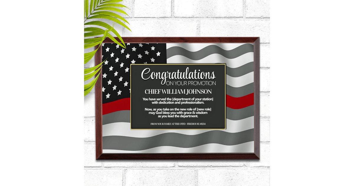 Firefighter Promotion Award Plaque | Zazzle