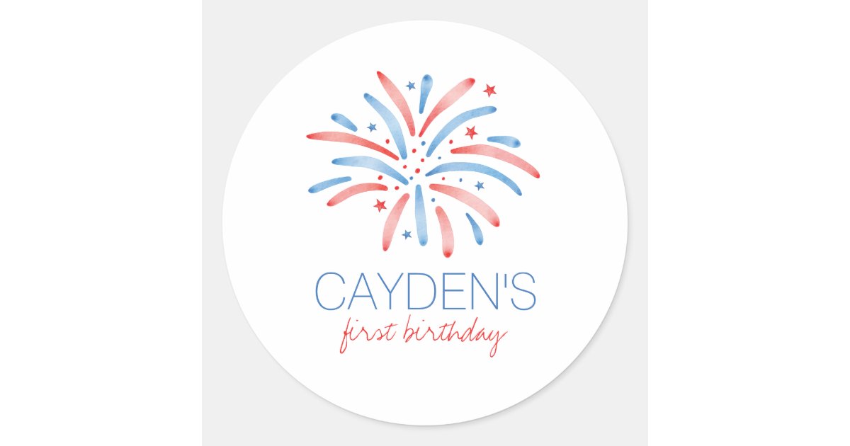 Firework Fourth of July Birthday Classic Round Sticker | Zazzle