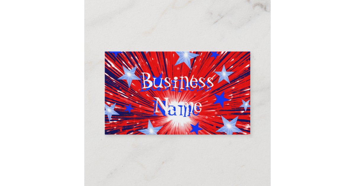 FireworkRed White Blue business card template | Zazzle