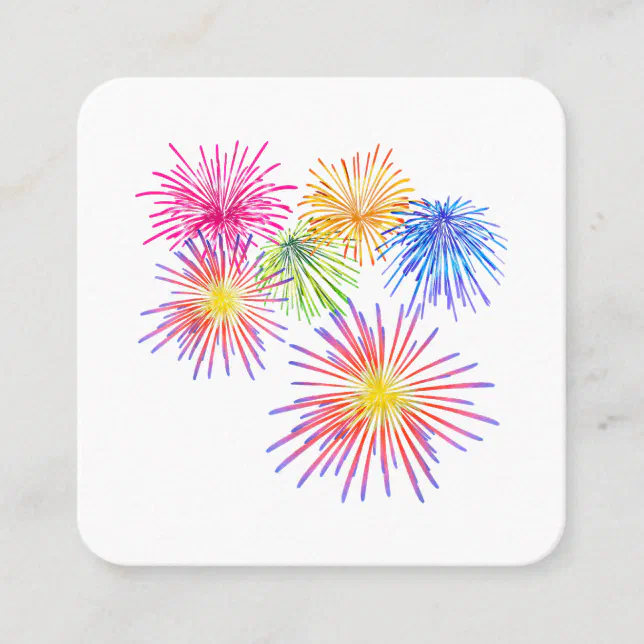 Fireworks Big Party Celebration Firecrackers Square Business Card | Zazzle