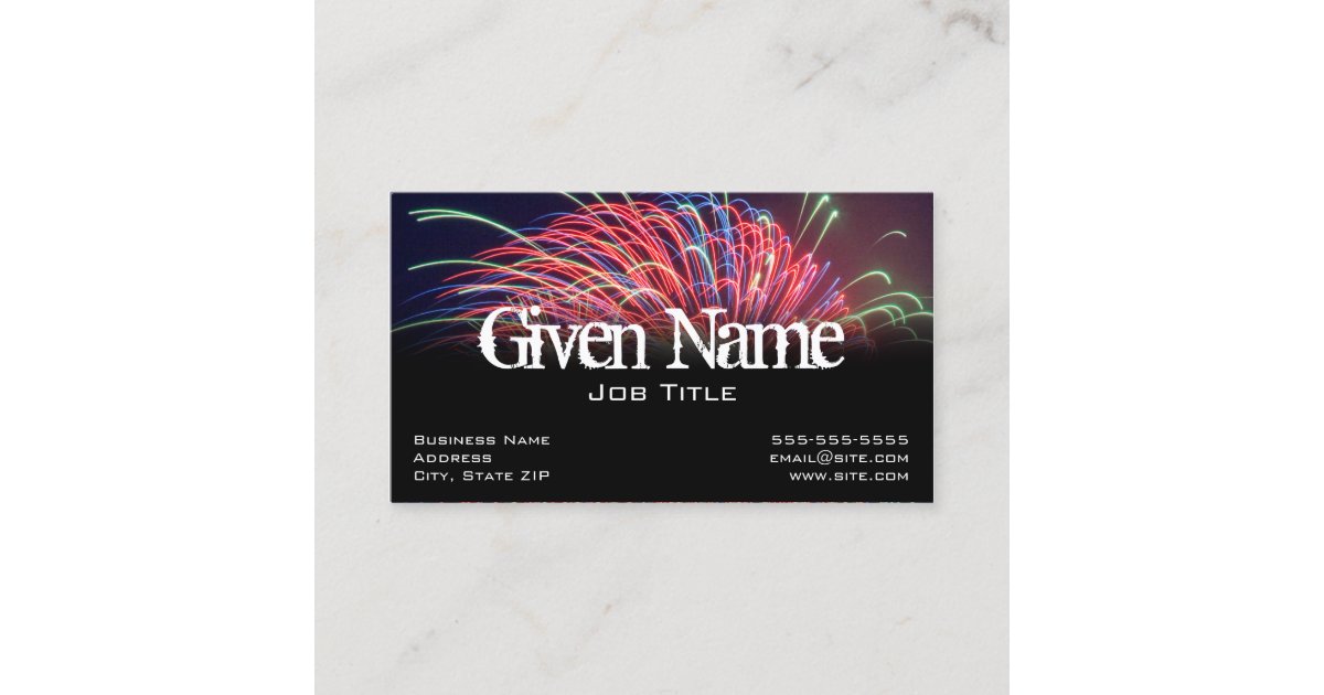 Fireworks Black Business Card | Zazzle