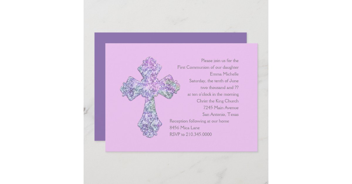 First Communion Abstract with Cross Invitation | Zazzle