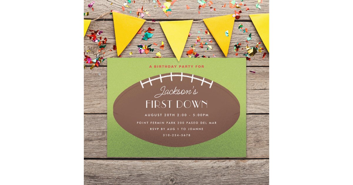 First Down Football Birthday Party Invitation | Zazzle