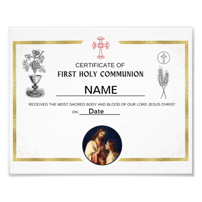 First Holy Communion Certificate Photo Print | Zazzle