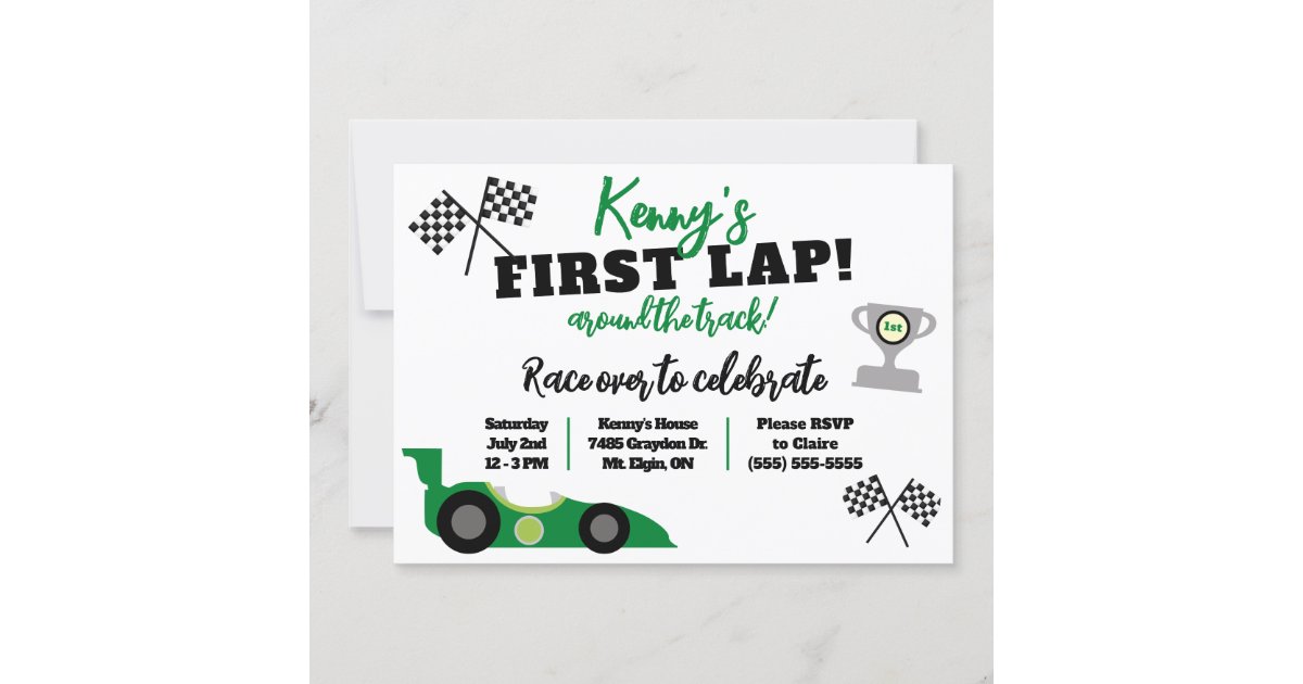 First Lap Around the Track, Kids' Birthday Party Invitation | Zazzle