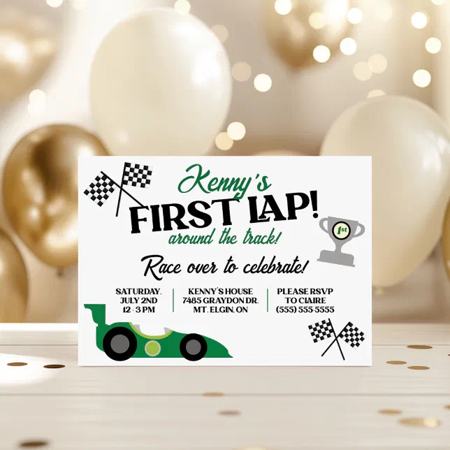 First Lap Around the Track, Kids' Birthday Party Invitation | Zazzle