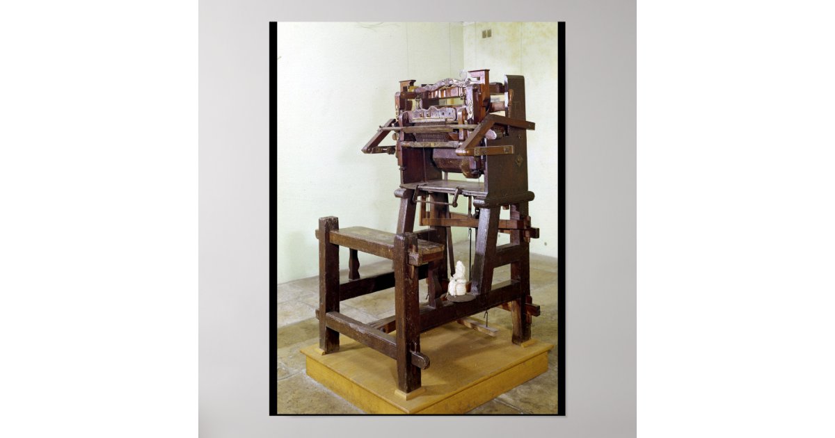 First loom for weaving stockings, 1750 poster | Zazzle