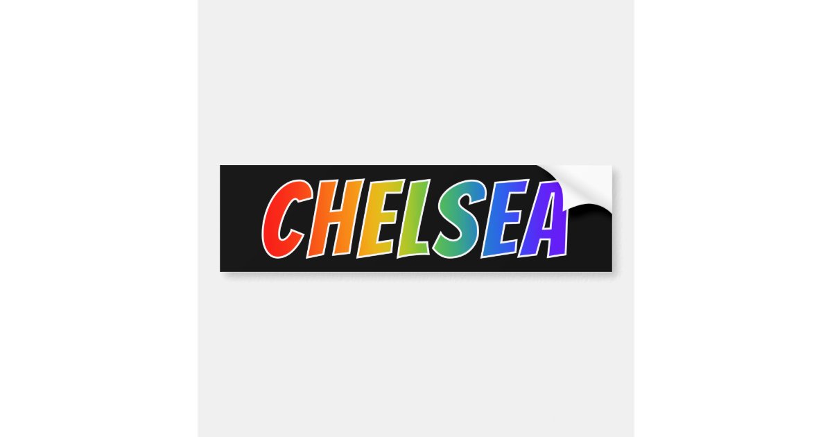 First Name "CHELSEA": Fun Rainbow Colouring Bumper Sticker | Zazzle