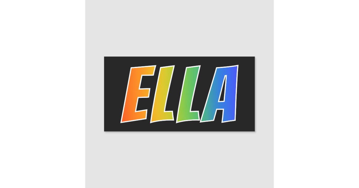 First Name "ELLA": Fun Rainbow Colouring Name Tag | Zazzle